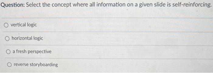 Solved Question: Select the concept where all information on | Chegg.com