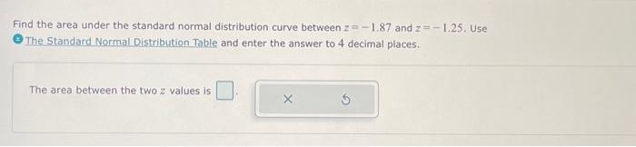 Solved Find the area under the standard normal distribution | Chegg.com