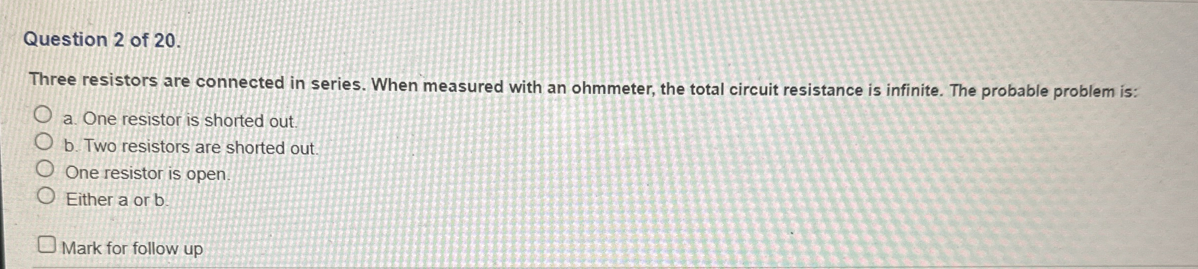 Solved Question 2 ﻿of 20.Three resistors are connected in | Chegg.com