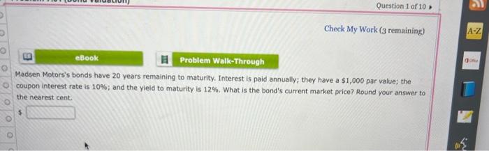 Solved $ Question 1 of 10 eBook Problem Walk-Through | Chegg.com