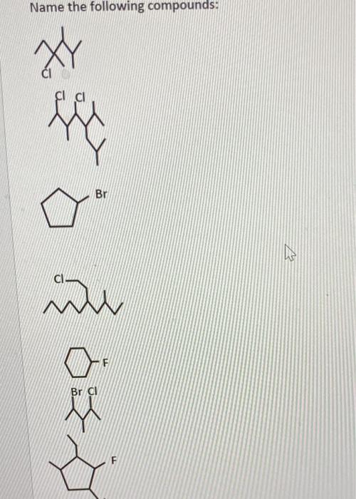 Solved Name the following compounds: | Chegg.com