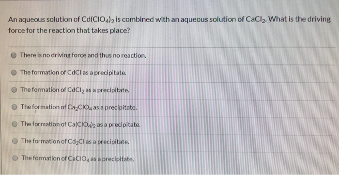 Solved An aqueous solution of Cd(CIO4)2 is combined with an | Chegg.com