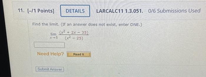 Solved Find the limit. (If an answer does not exist, enter | Chegg.com