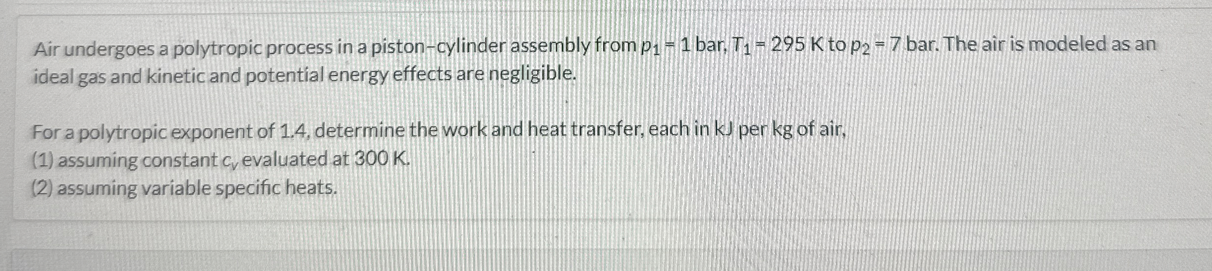 Solved Air undergoes a polytropic process in a | Chegg.com