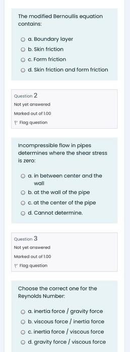 Solved The modified Bernoullis equation contains a. Boundary | Chegg.com