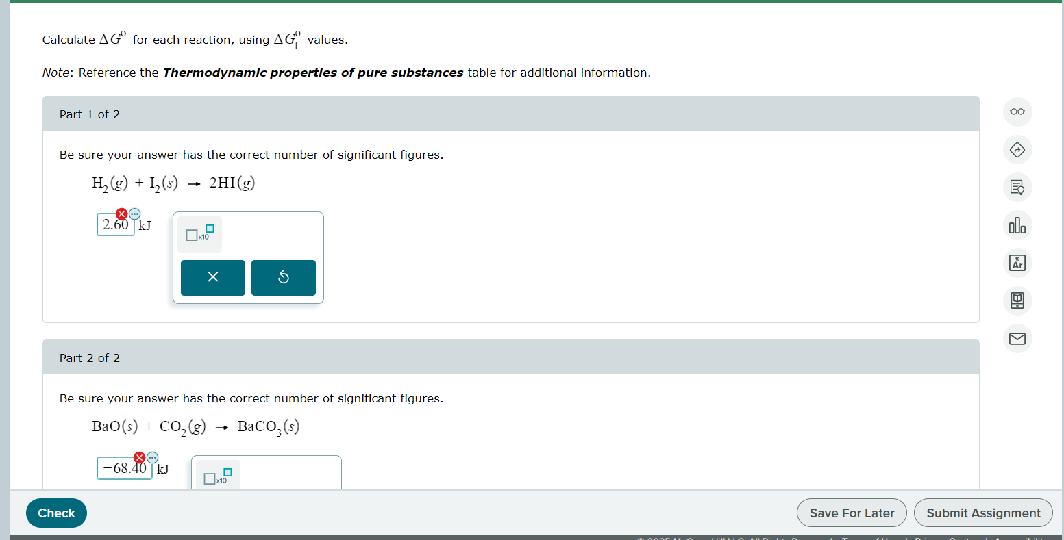 Solved Calculate ΔG0 ﻿for each reaction, using ΔGf0 | Chegg.com