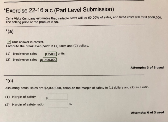 Solved *Exercise 22-16 a,c (Part Level Submission) Carla | Chegg.com