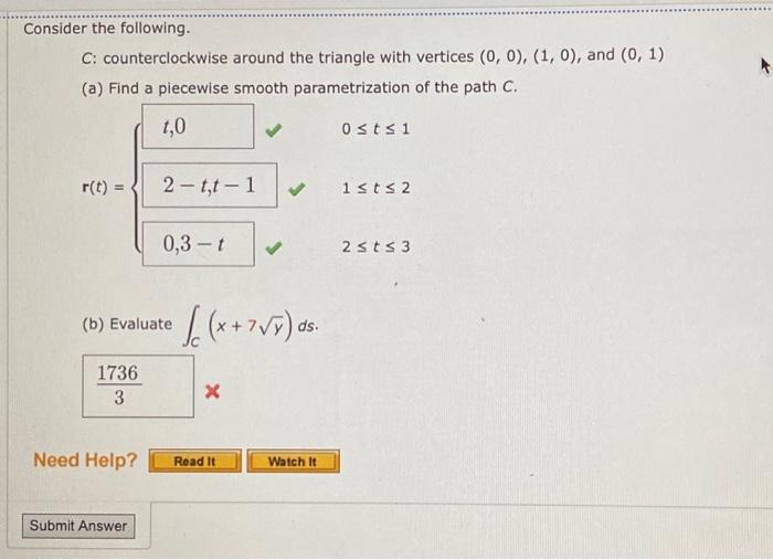 Solved C: counterclockwise around the triangle with vertices | Chegg.com