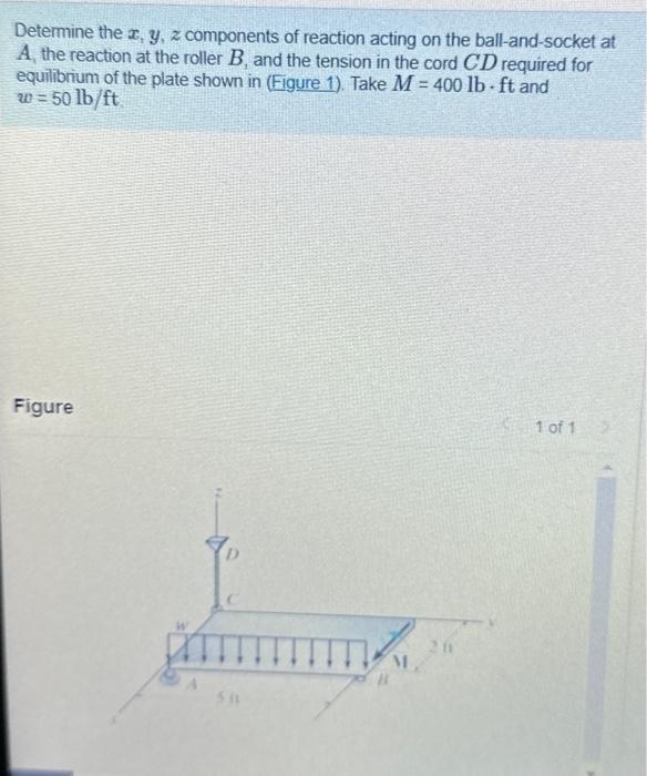 Solved Determine the x,y,z components of reaction acting on | Chegg.com