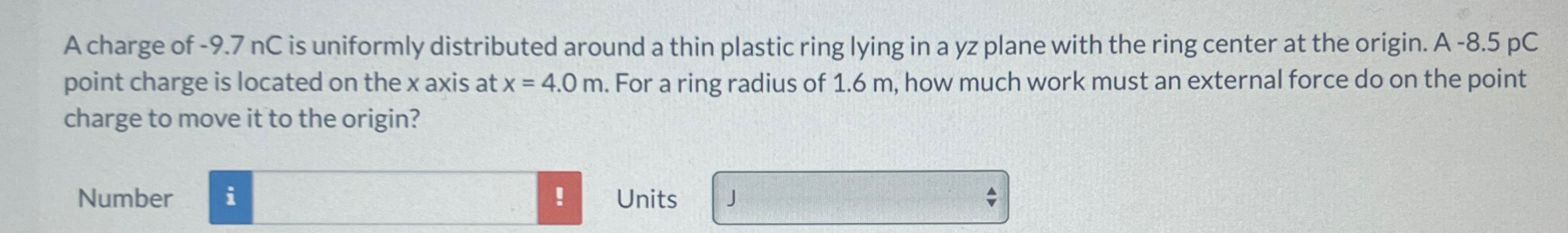A charge of -9.7nC ﻿is uniformly distributed around a | Chegg.com