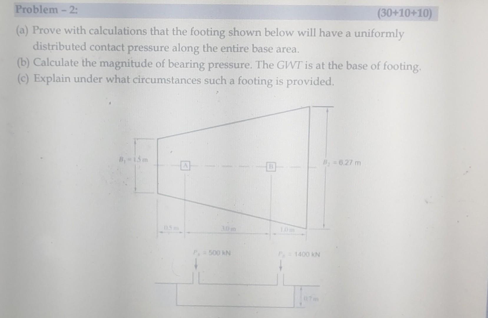 Solved (a) Prove with calculations that the footing shown | Chegg.com