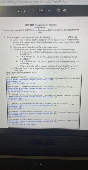 Solved COMP 2067i Progummint for Beginners Assigntitat in | Chegg.com
