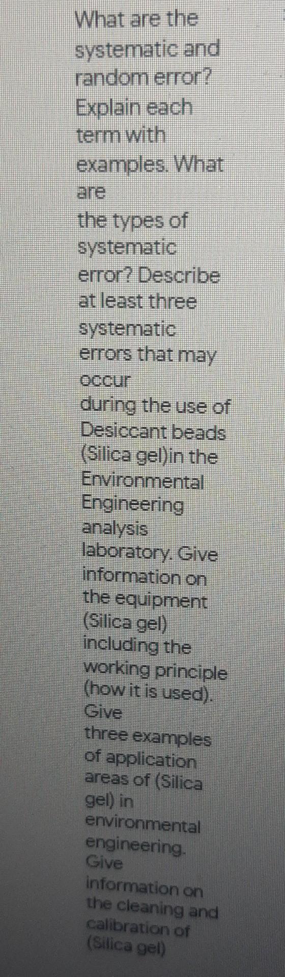 Solved What are the systematic and random error? Explain | Chegg.com