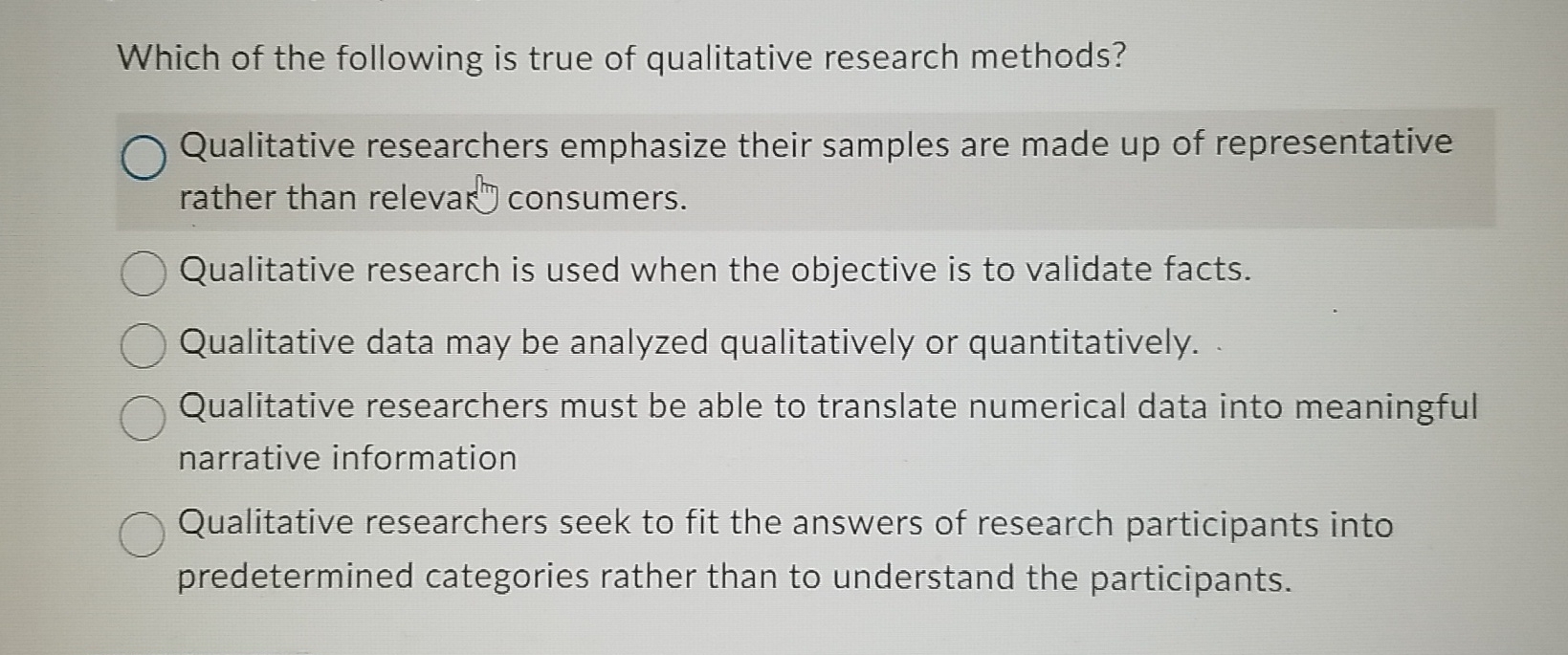 Solved Which of the following is true of qualitative | Chegg.com