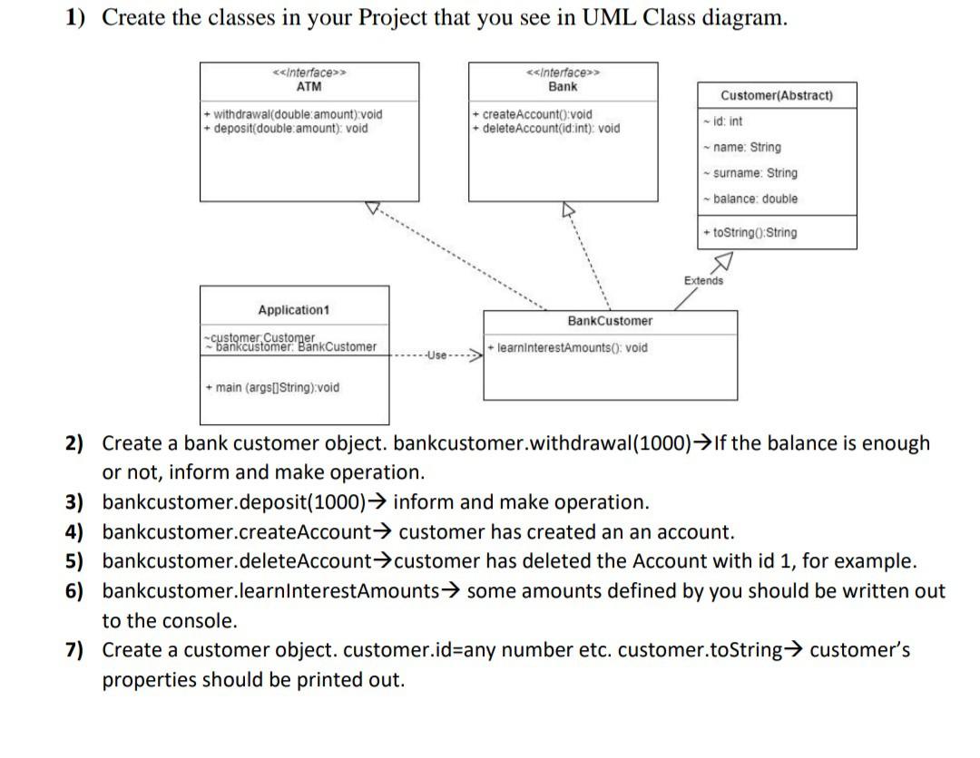 Solved 1) Create the classes in your Project that you see in | Chegg.com