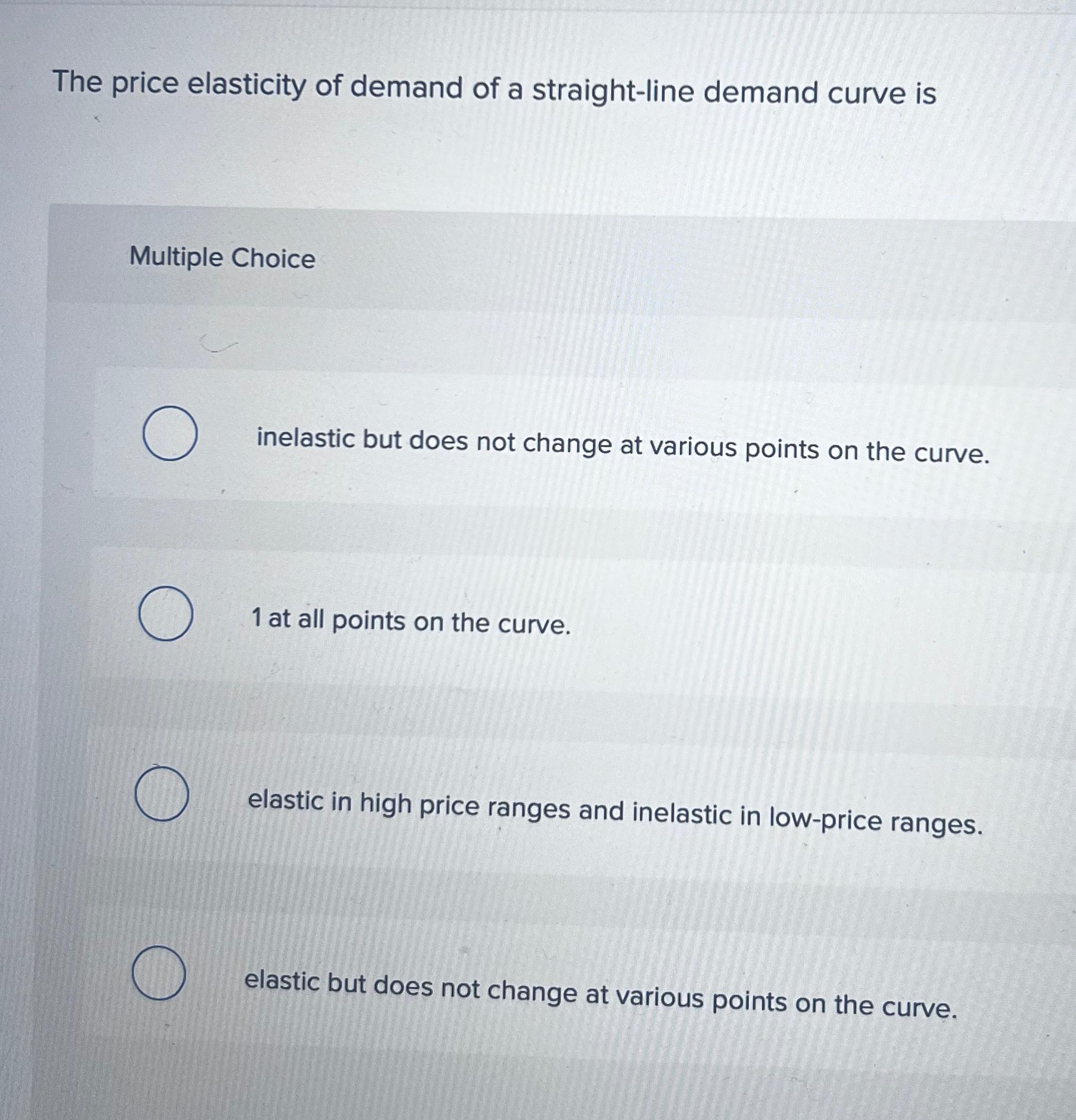 Solved The price elasticity of demand of a straight-line | Chegg.com
