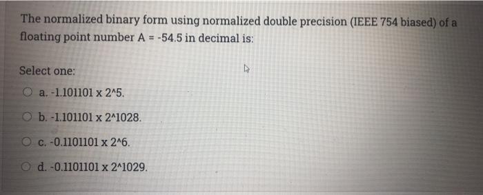 Solved The normalized binary form using normalized double | Chegg.com