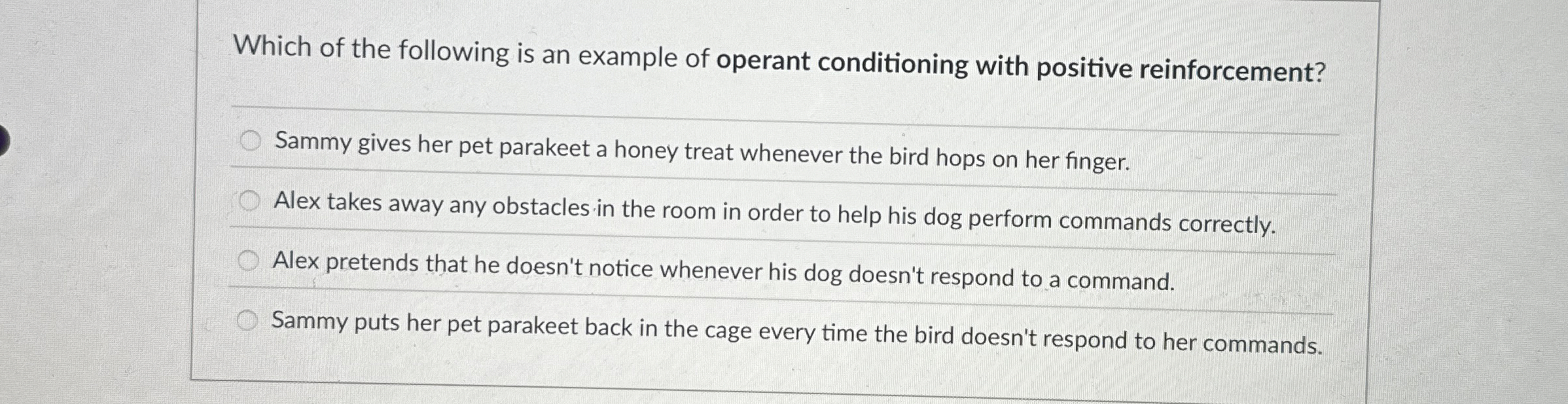 Solved Which of the following is an example of operant | Chegg.com