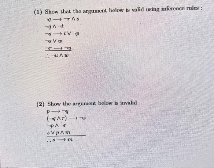 Solved (1) Show that the argument below is valid using | Chegg.com
