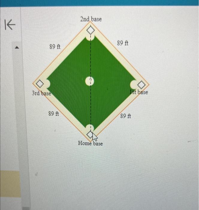 Solved find the distance from home base to 2nd base | Chegg.com