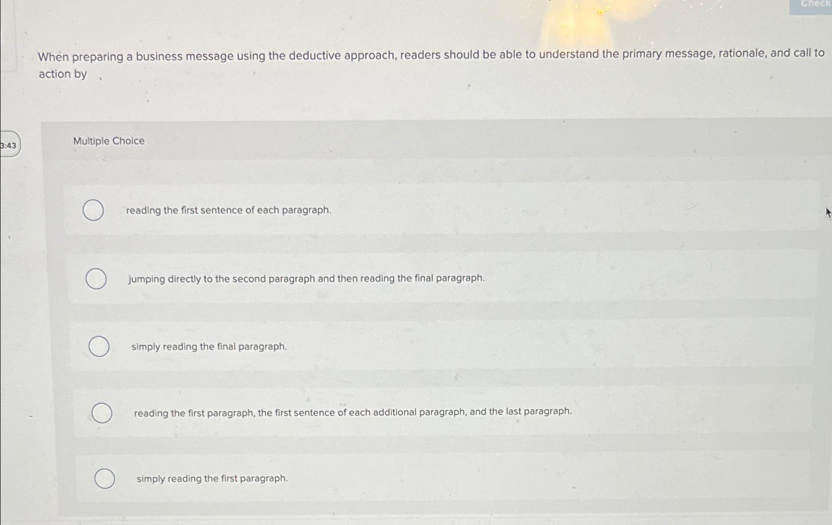 Solved When preparing a business message using the deductive | Chegg.com