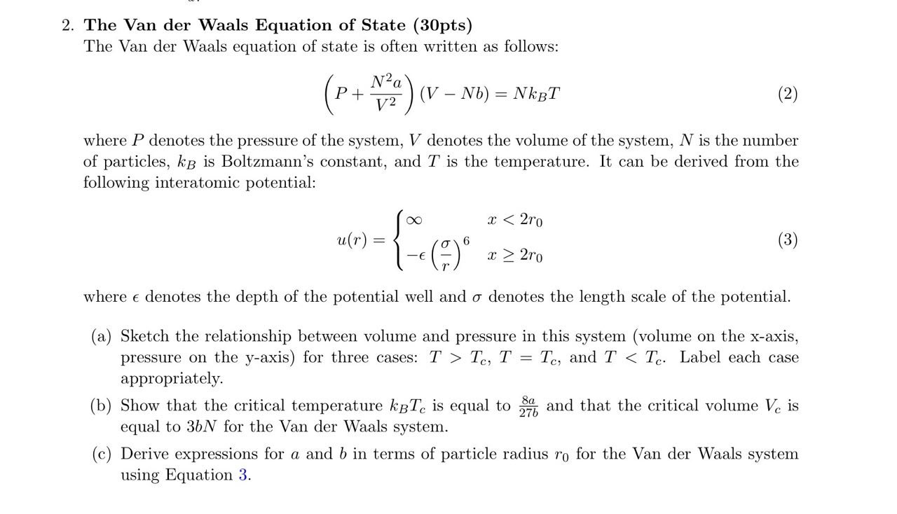 The interatomic potential for Van der waals system is | Chegg.com