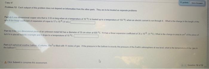 Solved Copy 15 points Problem 12. Each subpart of the | Chegg.com