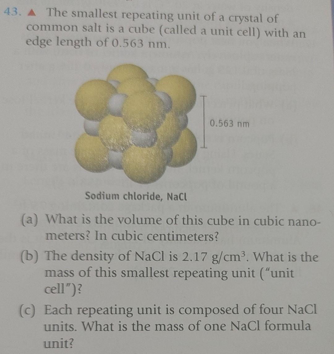Solved 13. A The smallest repeating unit of a crystal of | Chegg.com