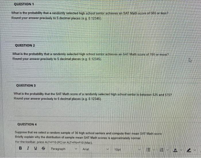 Practice problems:Instructions: SAT Math scores for | Chegg.com