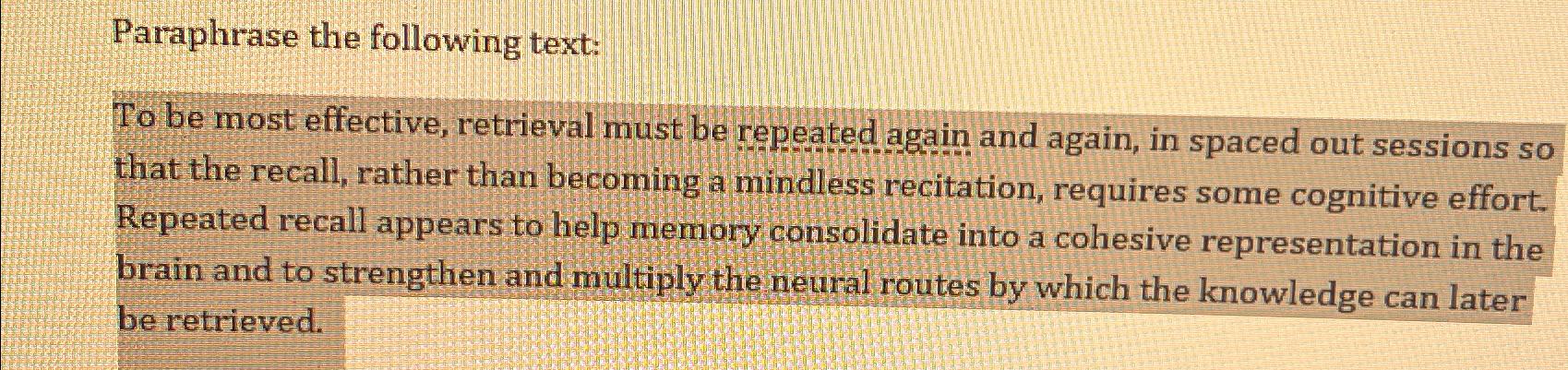 Solved Paraphrase Paraphrase the following text:To be most | Chegg.com