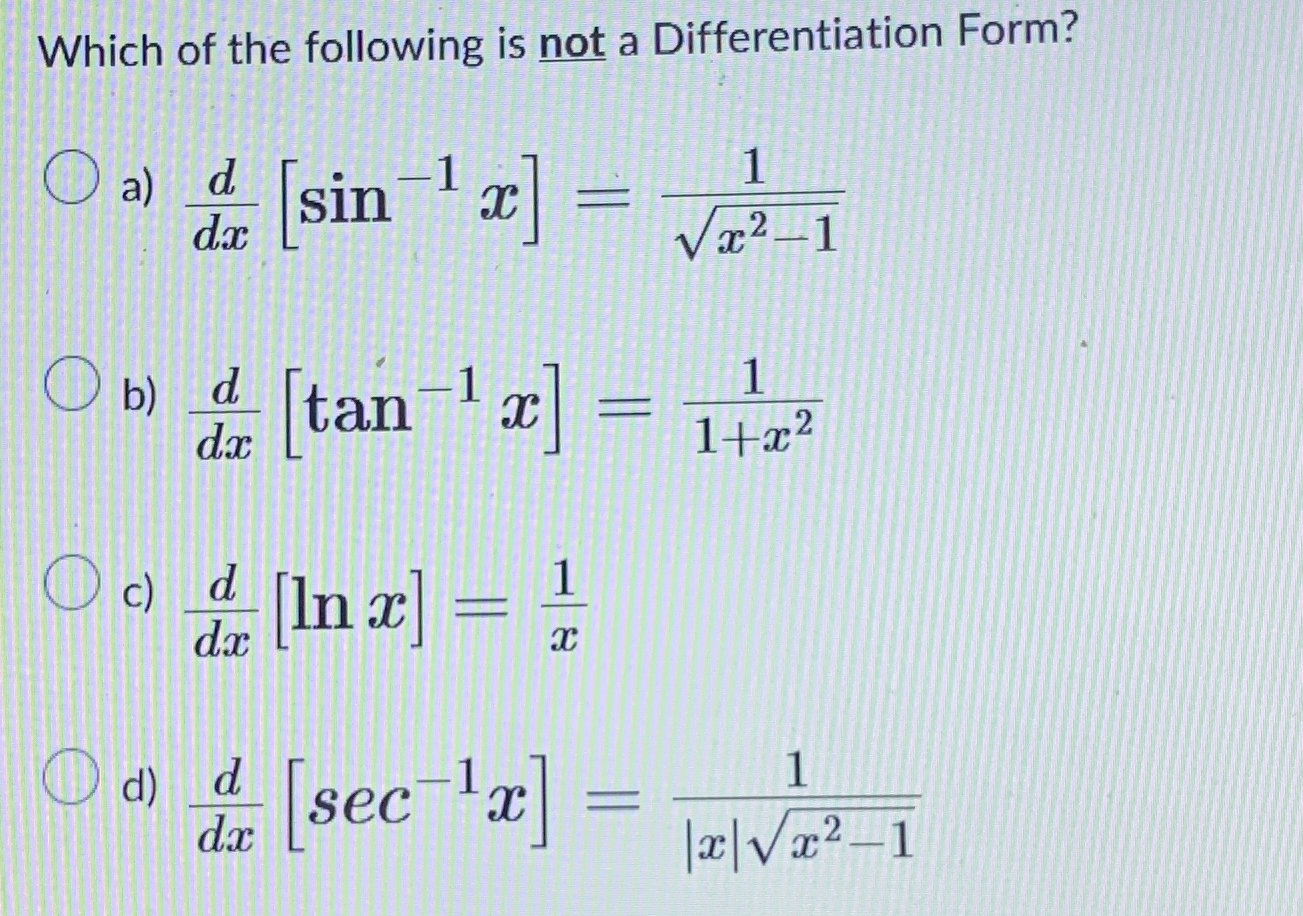 Solved Which of the following is not a Differentiation | Chegg.com