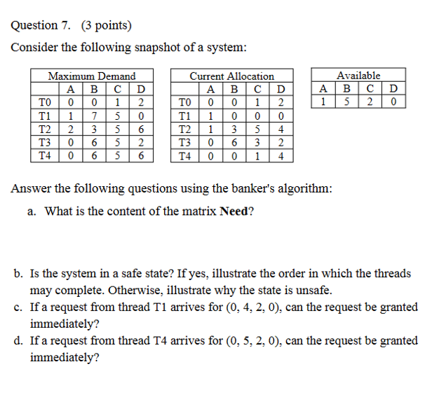 Solved Question 7. (3 ﻿points)Consider the following | Chegg.com