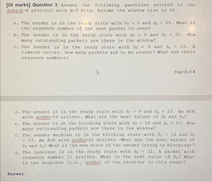 Solved [20 marks] Question 3: Answer the following questions | Chegg.com