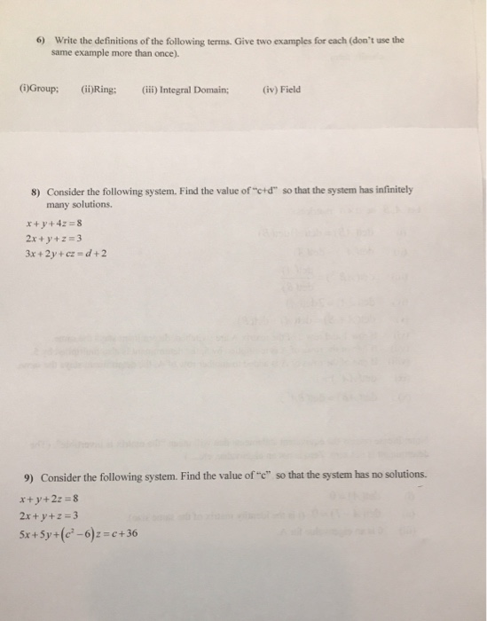 Solved 6) Write the definitions of the following terms. Give | Chegg.com