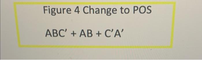 Solved Figure 4 Change to POS ABC' + AB + C'A' | Chegg.com
