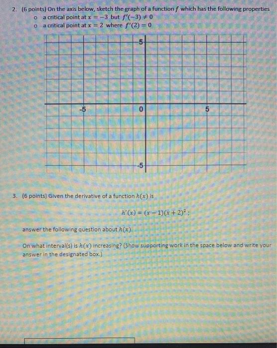 Solved 2. (6 points) On the axis below, sketch the graph of | Chegg.com