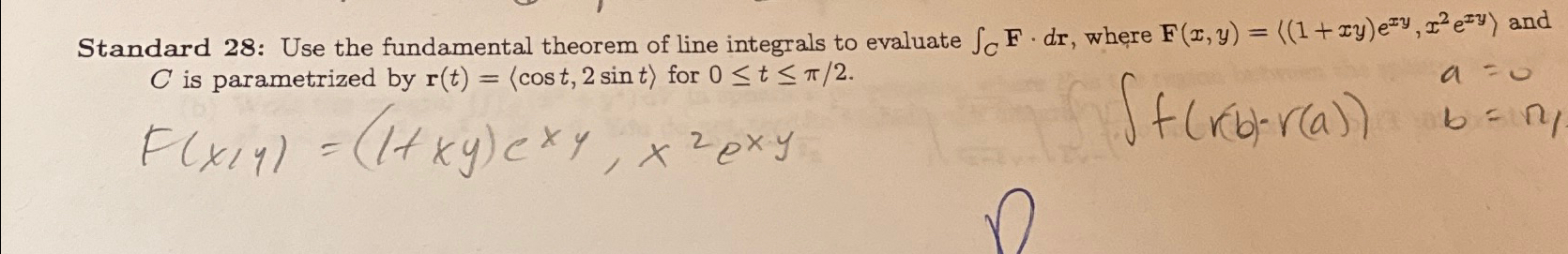 Solved Standard 28: Use the fundamental theorem of line | Chegg.com