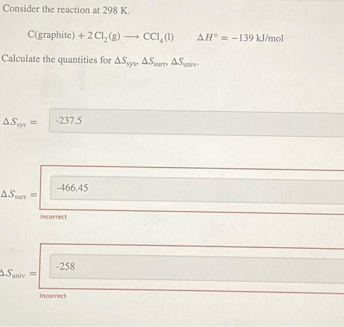 Solved Consider the reaction at 298 K. C( graphite )+2Cl2( | Chegg.com