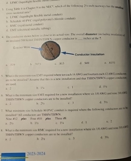 Solved Using Table 4 ﻿in Chapter 9 ﻿in the NEC3, ﻿which of | Chegg.com