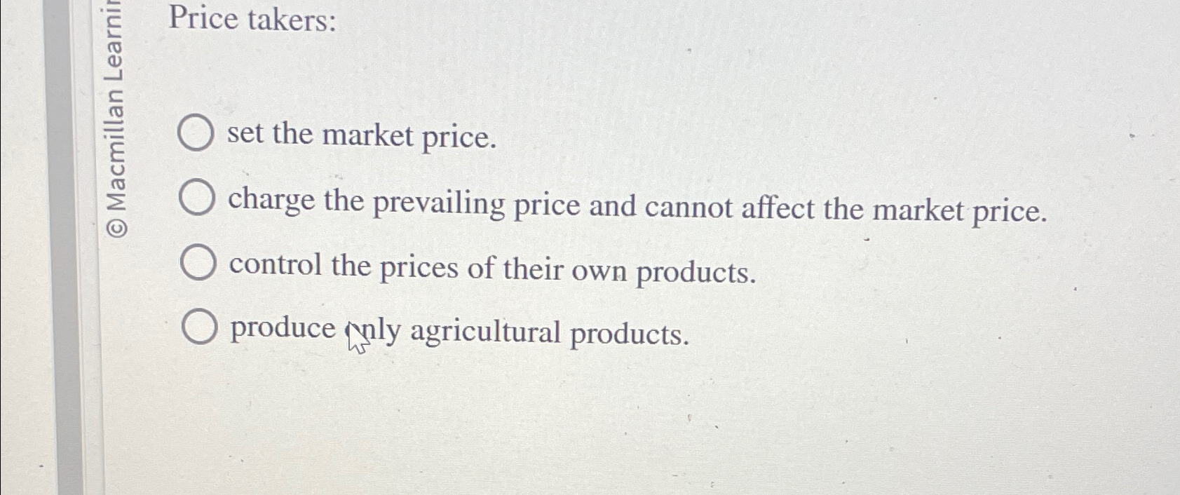 Solved Price takers:set the market price.charge the | Chegg.com