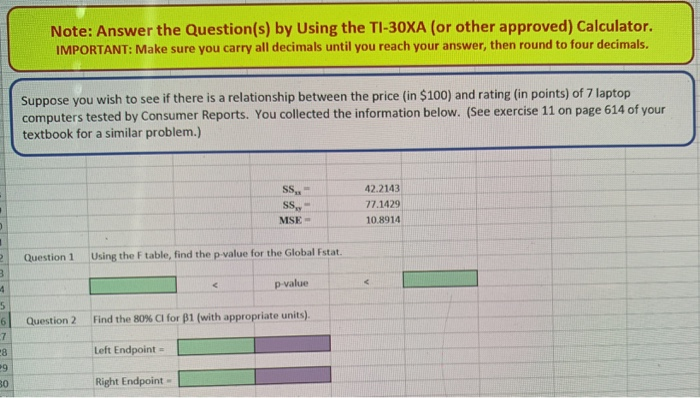 Solved Note: Answer the Question(s) by Using the TI-30XA (or | Chegg.com