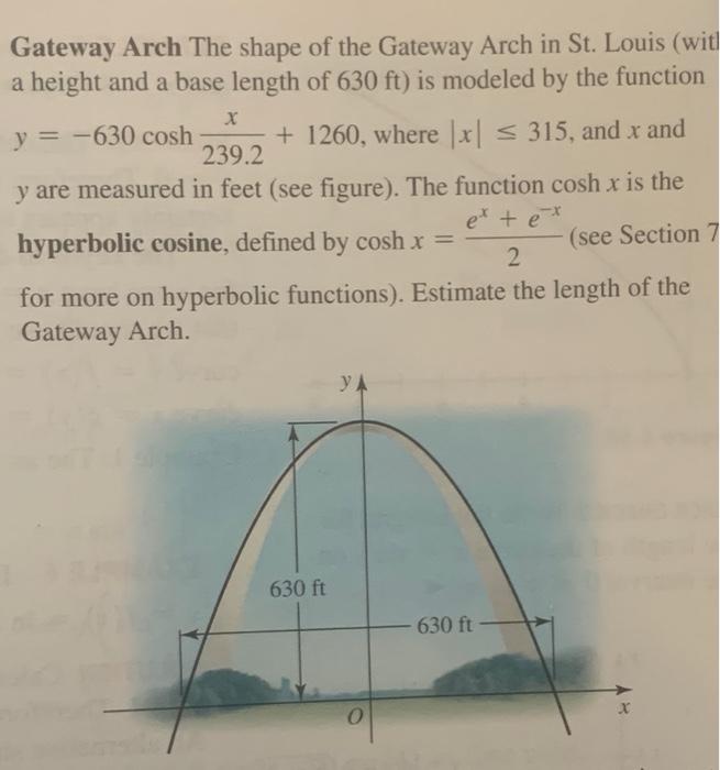 Solved х Gateway Arch The shape of the Gateway Arch in St. | Chegg.com