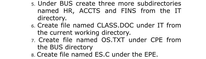 Solved 5. Under BUS create three more subdirectories named | Chegg.com