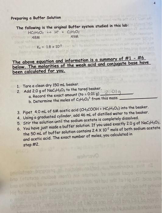 Preparing a Buffer Solution The following is the | Chegg.com