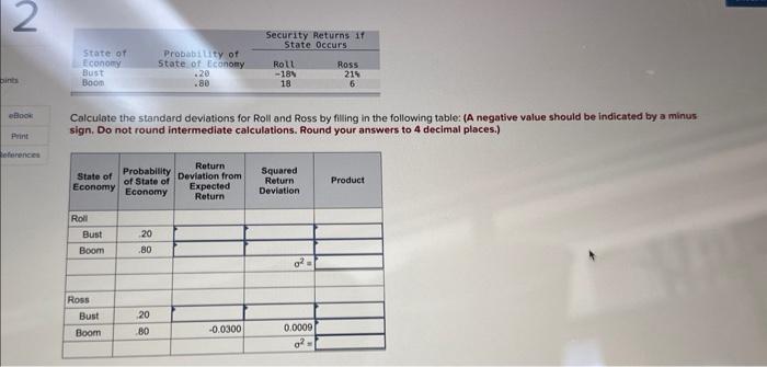 Solved Calculate the standard deviations for Roll and Ross | Chegg.com