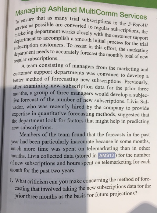 Solved ng Ashland MultiComm Services Managing Ashla To | Chegg.com