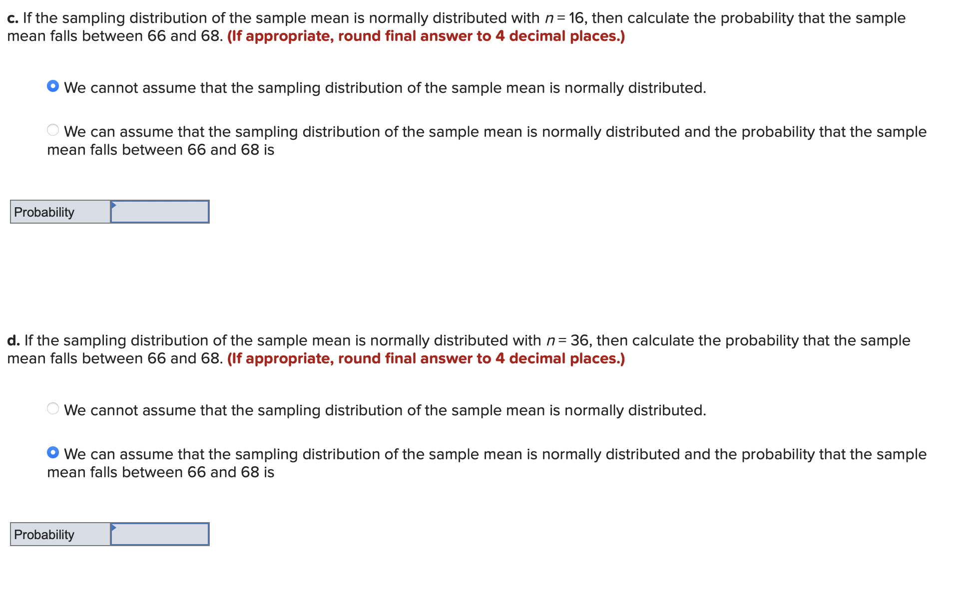 Solved c. ﻿If the sampling distribution of the sample mean | Chegg.com
