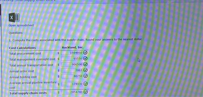 Solved Open spreadsheet Questions 1. Compute the costs | Chegg.com