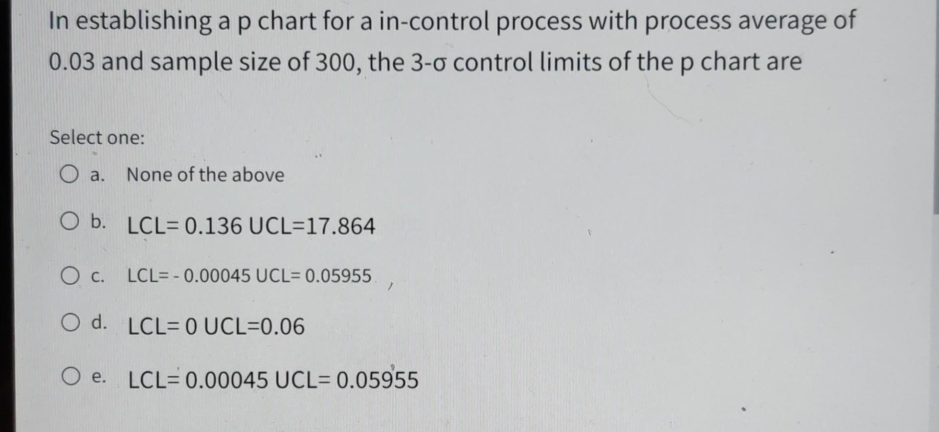 Solved In establishing a p chart for a in-control process | Chegg.com