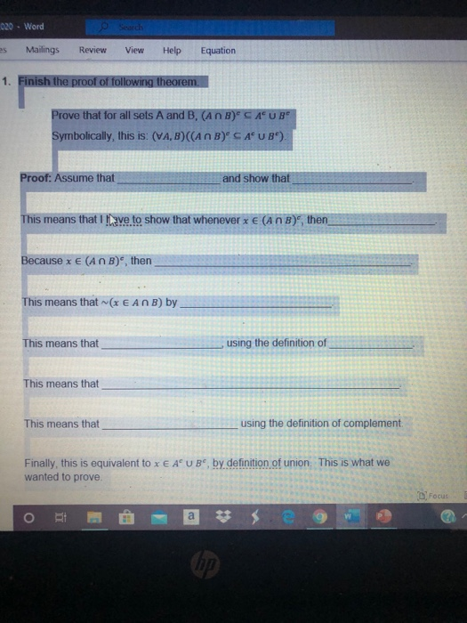 Solved Finish the proof of following theorem. Prove that | Chegg.com